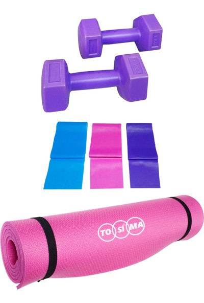 Tosima 6 Parça Pilates Seti Pilates Matı 1 kg Dambıl Pilates Direnç Lastiği Set Tosima 6 Parça Pilates Seti Pilates Matı 1 kg Dambıl Pilates Direnç Lastiği Set