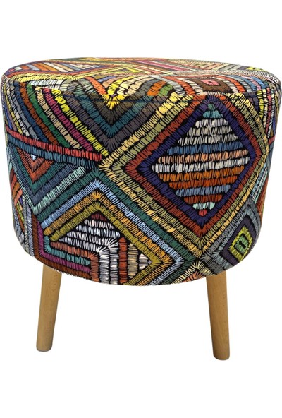Dtm Home Desenli Etnik Ahşap Ayaklı Puf Dtm Home Desenli Etnik Ahşap Ayaklı Puf