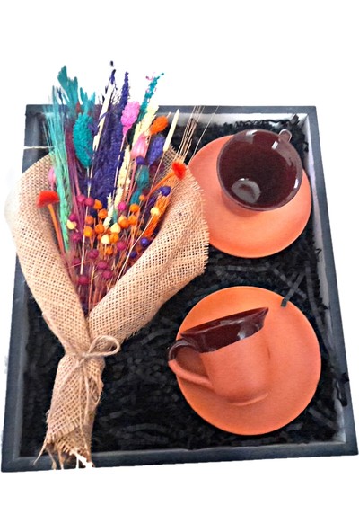 Kahverengi Çömlek Fincan&kuru Çiçek