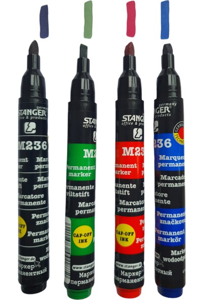 Cmk Stanger M236 Kesik Uçlu Permanent Marker Koli Kalemi Seti 4'lü Paket Cmk Stanger M236 Kesik Uçlu Permanent Marker Koli Kalemi Seti 4'lü Paket