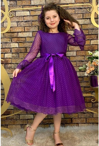 Abiye Kids Mor Prenses Model Çocuk Abiye