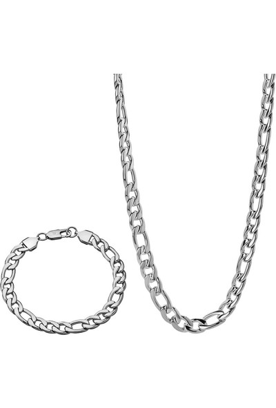 Encili Silver 925 Ayar Gümüş Erkek Figaro Zincir Kolye 60 cm ve Bileklik Set Encili Silver 925 Ayar Gümüş Erkek Figaro Zincir Kolye 60 cm ve Bileklik Set