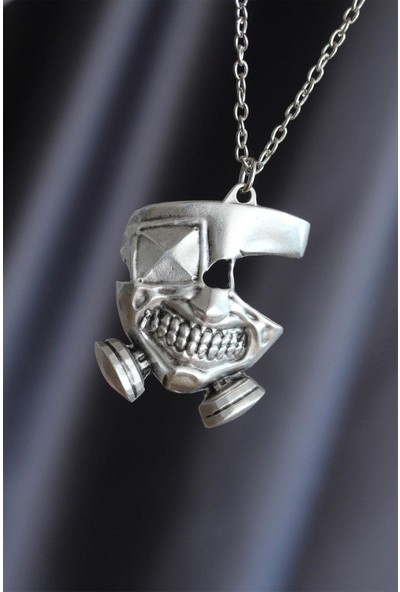 Erdmsp Maske Model Gümüş Renk Metal Zincirli Erkek Kolye Erdmsp Maske Model Gümüş Renk Metal Zincirli Erkek Kolye