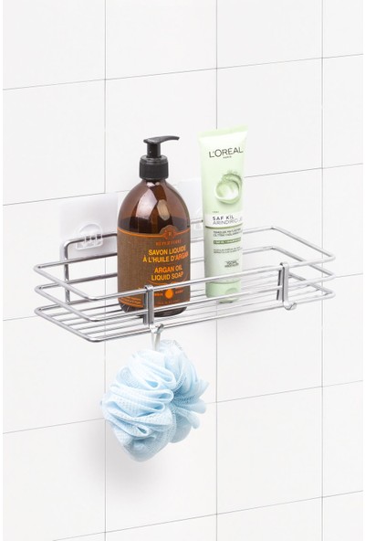 Okyanus Home Magic Fix Sihirli Yapışkan Kancalı Krom Banyo Rafı - 13X30 cm Okyanus Home Magic Fix Sihirli Yapışkan Kancalı Krom Banyo Rafı - 13X30 cm