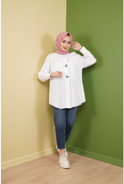 Tubbağceci Boutique Tesettür Önü Taşlı Detaylı Salaş Kadın Gömlek Tubbağceci Boutique Tesettür Önü Taşlı Detaylı Salaş Kadın Gömlek