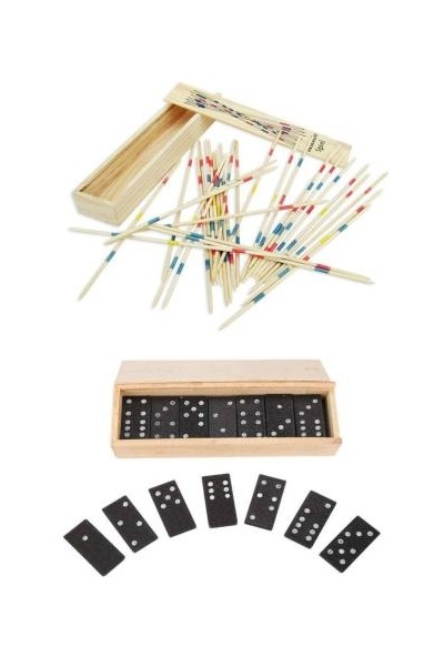 Brother Toys Ahşap Domino ve Mikado Spiel Çubukları 2li Oyun Seti Brother Toys Ahşap Domino ve Mikado Spiel Çubukları 2li Oyun Seti