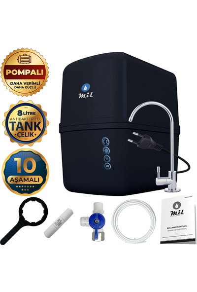 Milsuart Pompalı 10 Aşamalı Çelik Tanklı Kapalı Kasa Su Arıtma Cihazı (DP10-M-S)