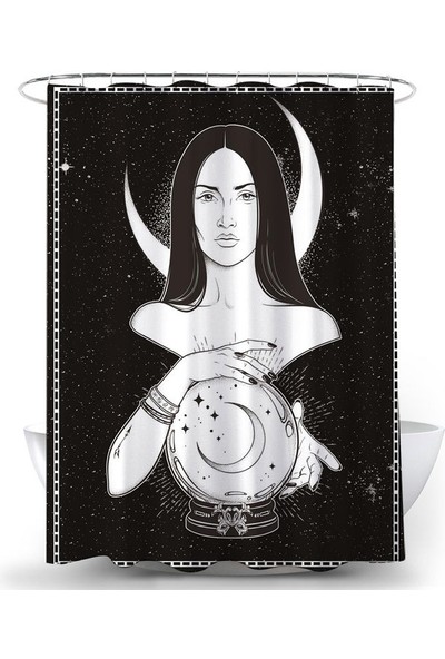 Yilegou 180X180CM Baskılı Su Geçirmez Duş Perdesi - Siyah (Yurt Dışından)