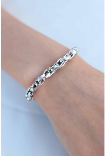 Erdmsp Zincir Gümüş Renk Çelik Kadın Bileklik