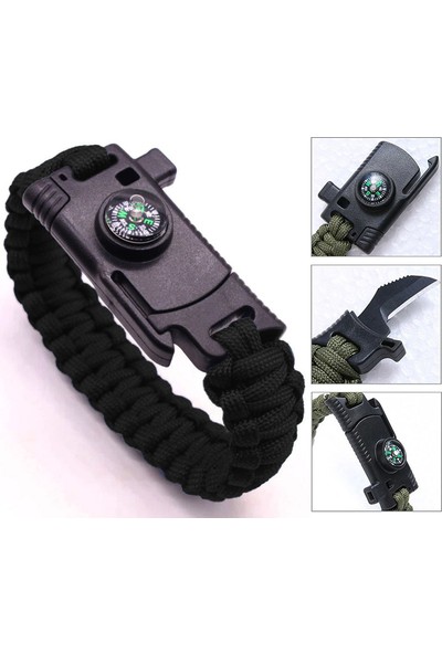 Savage 9595 Pusulalı & Bıçaklı Paracord Bileklik Siyah Savage 9595 Pusulalı & Bıçaklı Paracord Bileklik Siyah