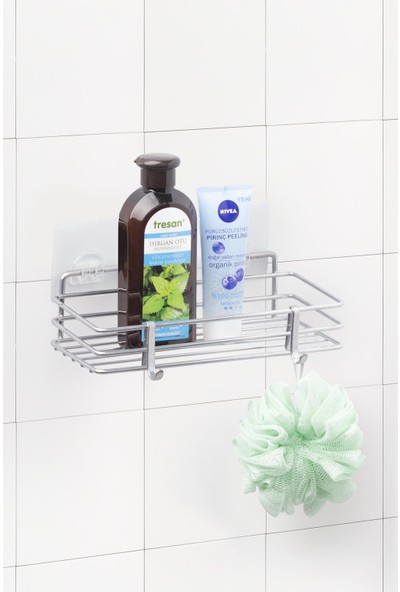 Okyanus Home Magic Fix Sihirli Yapışkan Krom Kancalı Banyo Rafı - 11X24 cm Okyanus Home Magic Fix Sihirli Yapışkan Krom Kancalı Banyo Rafı - 11X24 cm