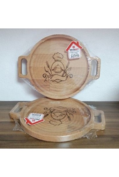 Sunum Tepsisi Lazerli 29CM Yuvarlak Ahşap