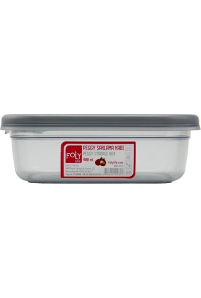 Foly Peggy Plastik Saklama Kabı Gri - 6 Adet