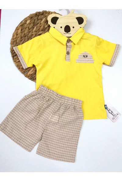 Erkek Çocuk Ekose Desenli Polo Yaka Yazlık Alt Üst Takım