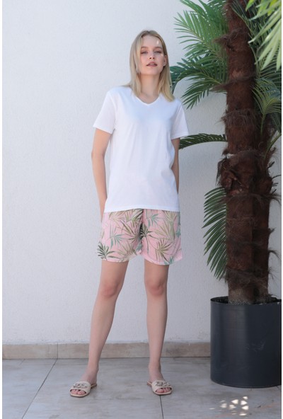 Kadın Örme Viscon Baskılı Şort