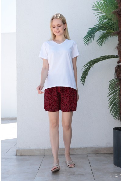 Kadın Dokuma Viscon Baskılı Şort Kadın Dokuma Viscon Baskılı Şort