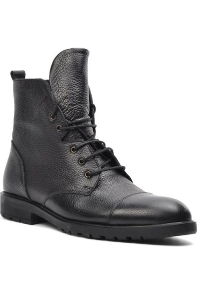 Pabucmarketi Siyah Erkek Hakiki Deri Bot