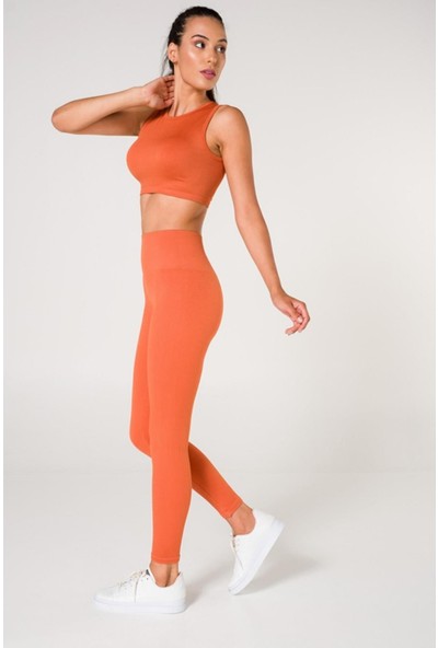 Mdz Collectıon Toparlayıcı Seamless Fitilli Tayt Turuncu Mdz Collectıon Toparlayıcı Seamless Fitilli Tayt Turuncu