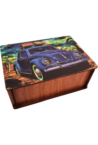 Desenli Ahşap Kutu Dekoratif Hediyelik