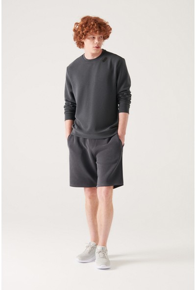 Yandan Cepli Beli Lastikli Kordonlu Şort_antrasit