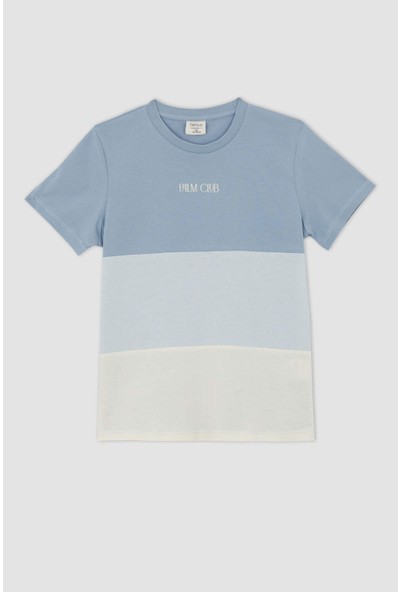 DeFacto Erkek Çocuk Regular Fit Bisiklet Yaka Kısa Kollu Pamuklu Penye TIŞÖRT X6054A622SM