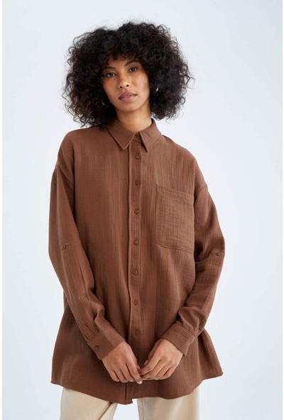 DeFacto Regular Fit Basic Uzun Kollu Gömlek Tunik Y7321AZ22SM DeFacto Regular Fit Basic Uzun Kollu Gömlek Tunik Y7321AZ22SM