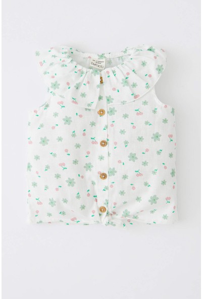 DeFacto Kız Bebek Keten Görünümlü Kısa Kollu Gömlek Z0292A222SM