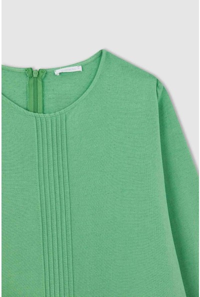 DeFacto A Kesim Bisiklet Yaka Keten Karışımlı Uzun Kollu Tunik Y8265AZ22SM