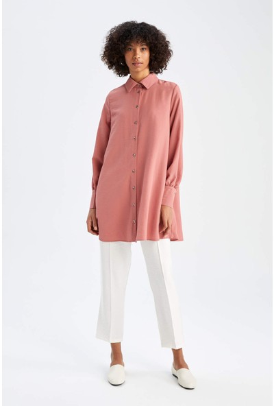 DeFacto Regular Fit Basic Uzun Kollu Gömlek Tunik Y9448AZ22SM DeFacto Regular Fit Basic Uzun Kollu Gömlek Tunik Y9448AZ22SM