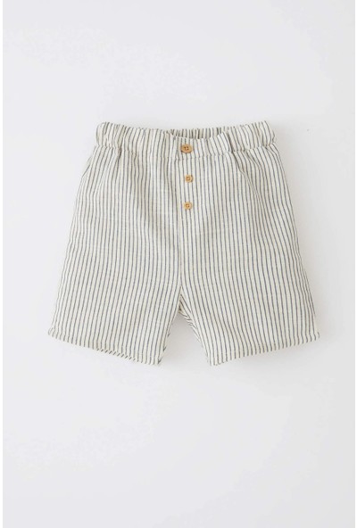DeFacto Erkek Bebek Çizgili Regular Fit Esnek Bel Poplin Şort Y9480A222SM DeFacto Erkek Bebek Çizgili Regular Fit Esnek Bel Poplin Şort Y9480A222SM