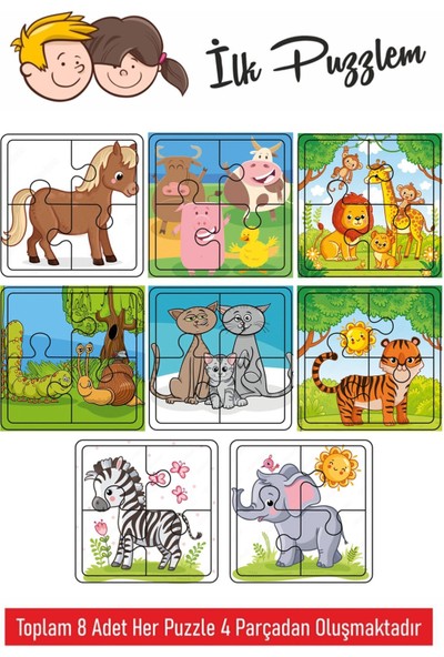 Lina Lazer 8 Li Set Ahşap Çocuk Puzzle 4 Parça Puzzle Sevimli Hayvanlar Seti Lina Lazer 8 Li Set Ahşap Çocuk Puzzle 4 Parça Puzzle Sevimli Hayvanlar Seti
