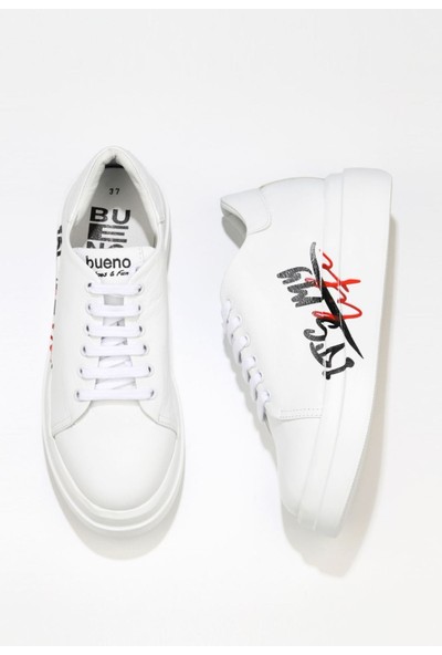 Bueno Shoes Beyaz Deri Kadın Sneakers