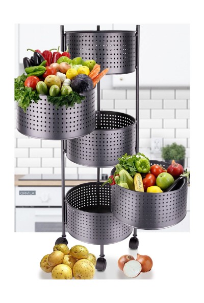 Orvila 5 Katlı Tekerlekli Yana Açılır Siyah Patates Soğan Kovası Orvila 5 Katlı Tekerlekli Yana Açılır Siyah Patates Soğan Kovası