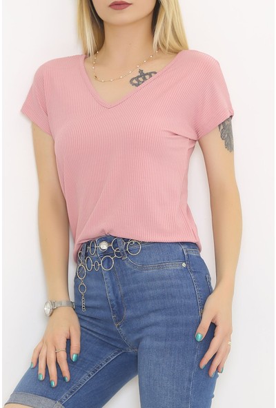 Ön Arka V Yaka Bluz Pembe Ön Arka V Yaka Bluz Pembe