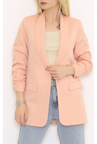 Aygi Kolu Büzgülü Ceket Pudra