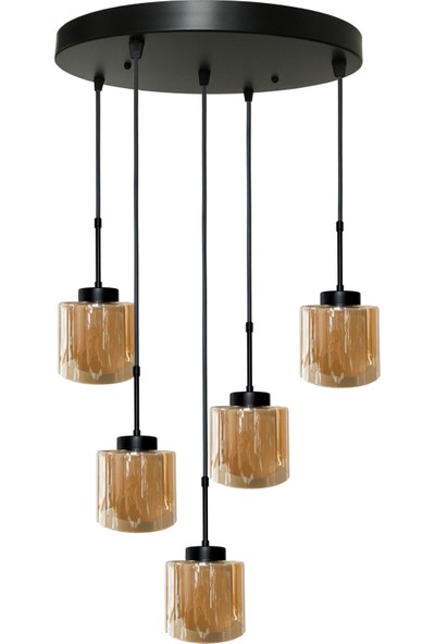 Anıt Avize Hale 5 Li Iki Camlı Sarkıt Avize