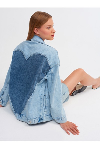 Dilvin 65302 Arkası Kalpli Oversize Mont-Mavi Dilvin 65302 Arkası Kalpli Oversize Mont-Mavi