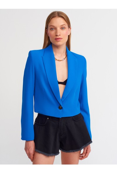 Dilvin 6842 Tek Düğmeli Ceket-Saks Dilvin 6842 Tek Düğmeli Ceket-Saks