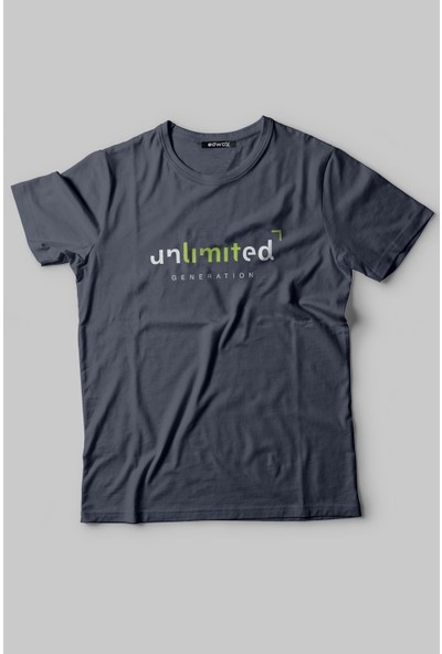 Erkek Unlimited Baskılı Pamuklu Oversize Tişört Antrasit SL67