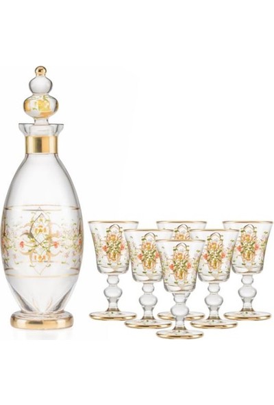 Paşabahçe 7 Parça Yaldızlı Butik Likör Seti