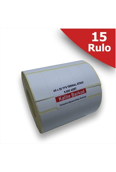 20X40 Yanayana 5 Li Termal Etiket | 15 Rulo Barkod Etiketi 20X40 Yanayana 5 Li Termal Etiket | 15 Rulo Barkod Etiketi