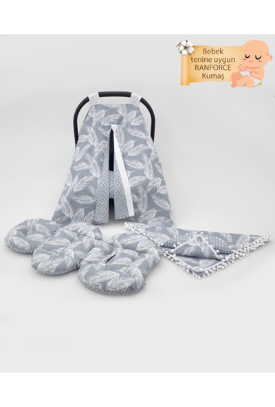 mordesign Çift Taraflı Ortopedik Puset Minderi, Örtü, Çarşaf ve Bebek Pikesi, 4' Lü Seyahat Set Puantiye mordesign Çift Taraflı Ortopedik Puset Minderi, Örtü, Çarşaf ve Bebek Pikesi, 4' Lü Seyahat Set Puantiye