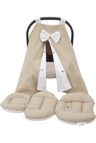 mordesign Ortopedik Puset Minderi, Örtü ve Çarşaf 3' Lü Set, Askı Stil Puantiyeli Seri Kahverengi mordesign Ortopedik Puset Minderi, Örtü ve Çarşaf 3' Lü Set, Askı Stil Puantiyeli Seri Kahverengi