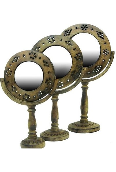 Cryfox Ayna Stand'lı Anitk Berfi Desen'li 3'lü Set Tamamı Ahşap Cryfox Ayna Stand'lı Anitk Berfi Desen'li 3'lü Set Tamamı Ahşap