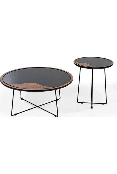 Bubu Home Pante Metal Ayaklı Orta ve Yan Sehpa Set Bubu Home Pante Metal Ayaklı Orta ve Yan Sehpa Set