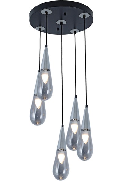 TT Aydınlatma TT023-5Y-SY-KR Krom 5 Li Damla Modeli Avize