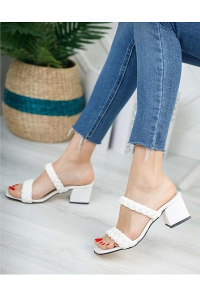 Kocamanlar Çift Örgü Topuklu Kadın Terlik