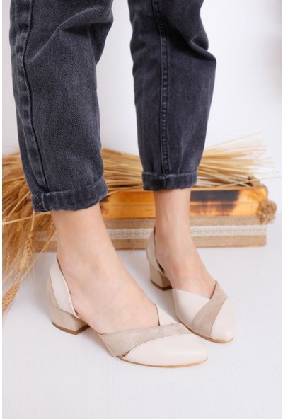 Hayalimdeki Ayakkabı Leslie Topuklu Ten Cilt-Süet Ayakkabı 39