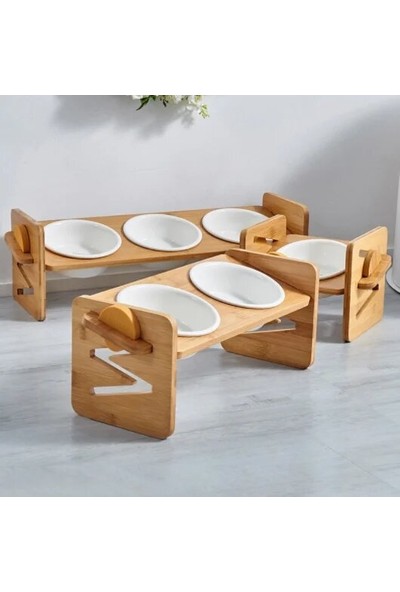 Bushop Bushop Kedi - Köpek Mama & Su Kapları - Gerçek Ahşap - Kaydırmaz-Yükseklik Ayarlı-Üç Kaseli -Ela Bushop Bushop Kedi - Köpek Mama & Su Kapları - Gerçek Ahşap - Kaydırmaz-Yükseklik Ayarlı-Üç Kaseli -Ela
