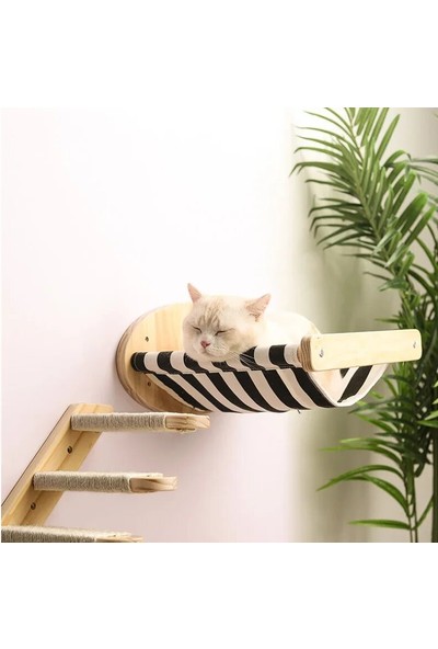 Bushop Bushop - Duvara Monte Bezli Kedi Hamağı - Balkonu ve Doğal Kedi Merdiveni - 2'li Doğal Ahşap Set. Bushop Bushop - Duvara Monte Bezli Kedi Hamağı - Balkonu ve Doğal Kedi Merdiveni - 2'li Doğal Ahşap Set.